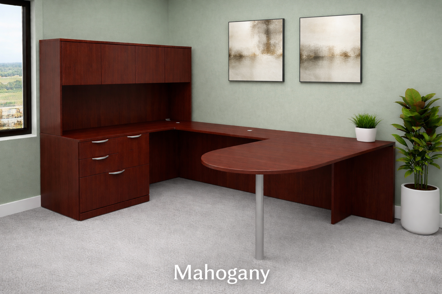 U-Shaped Peninsula Desk with Hutch and Storage | Choice Office Furniture